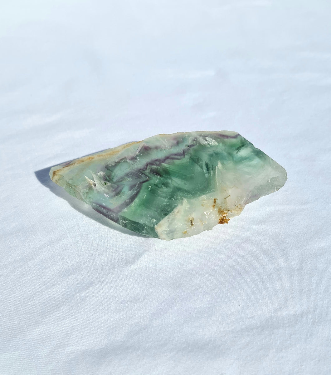 Fluorite Slab - unique piece - Green with a Purple Ribbon – Native Hart ...